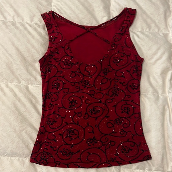 A. Byer | Tops | Sparkly Stretch Tank With Cross Crossed Detailing And ...